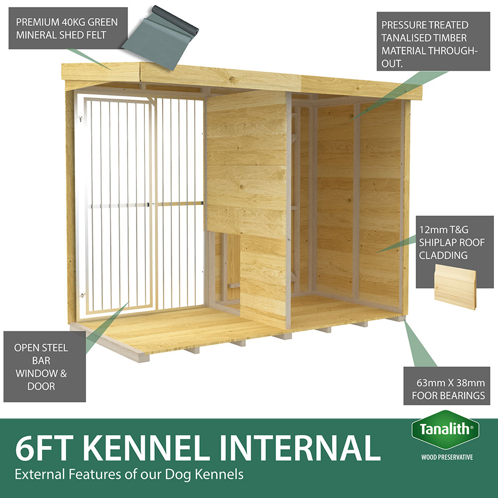 8ft X 6ft Dog Kennel and Run Full Height with Bars | TAFS Garden Co ...